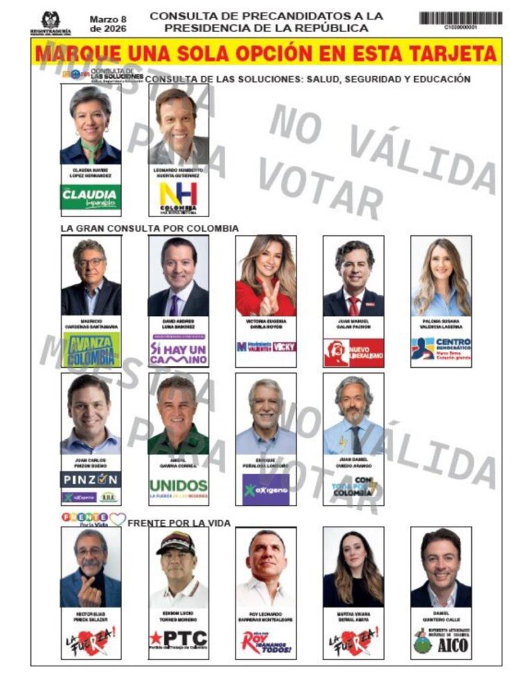 Así será la tarjeta electoral de las consultas presidenciales 2026 ...